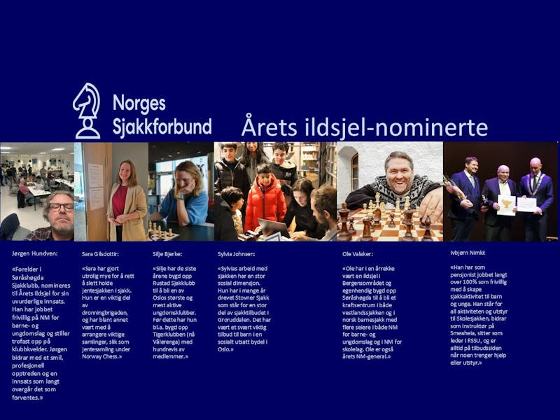 Sjakkforbundet | Nominasjoner til årets Ildsjel 2024-2025